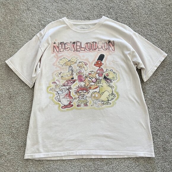 Nickelodeon | Shirts | Vintage 9s Nickelodeon Faded White Pink Cotton ...